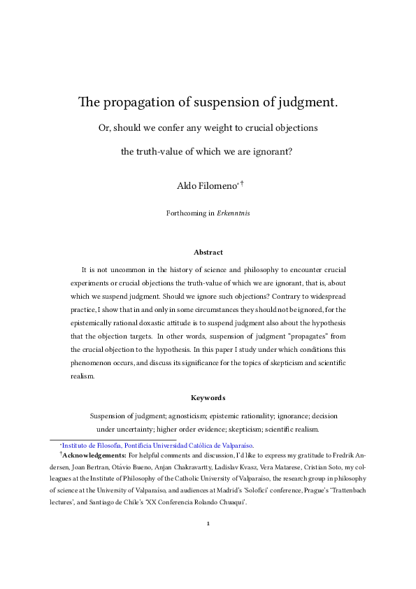 (PDF) The Propagation of Suspension of judgment. Or, should we confer ...