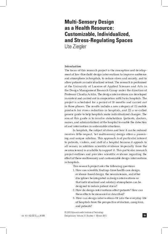 (PDF) Multi-Sensory Design as a Health Resource: Customizable ...