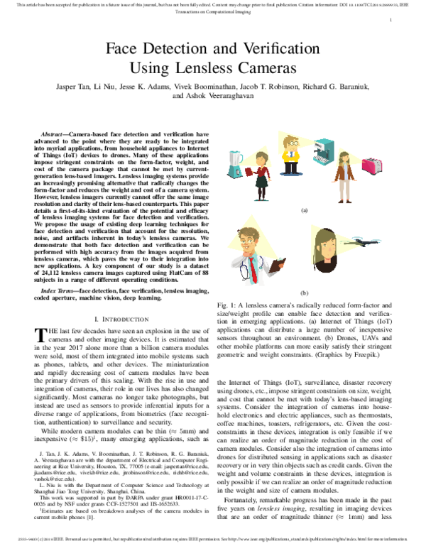 (PDF) Face Detection and Verification Using Lensless Cameras
