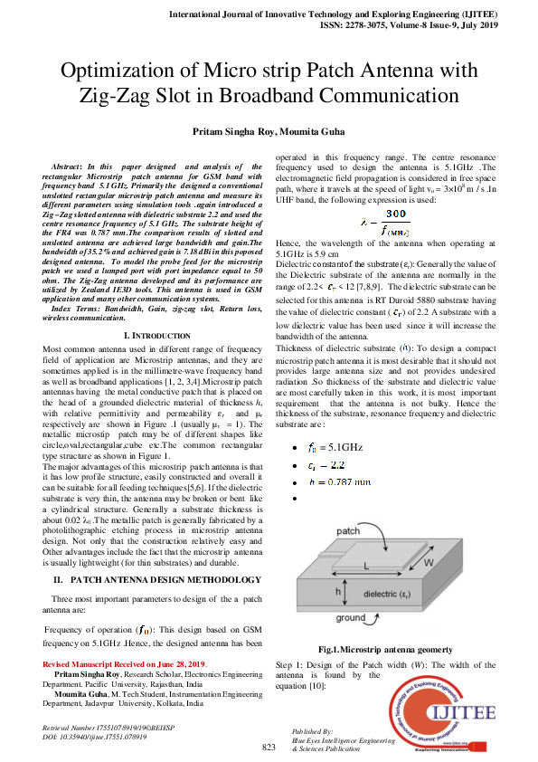 (PDF) Optimization of Micro strip Patch Antenna with Zig-Zag Slot in Broadband Communication ...