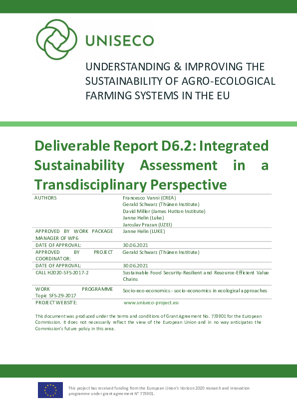 (PDF) Integrated Sustainability Assessment in a Transdisciplinary ...