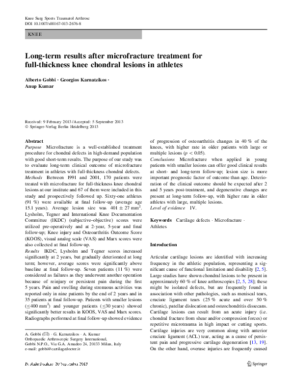 (PDF) Long-term results after microfracture treatment for full ...