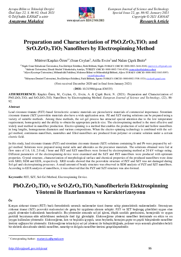 (PDF) Preparation and Characterization of PbO.ZrO2.TiO2 and SrO.ZrO2 ...