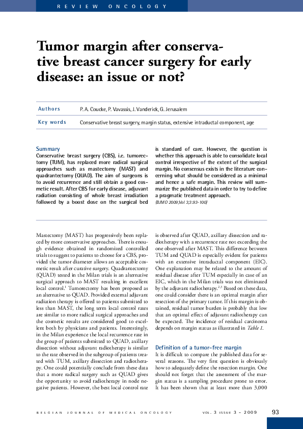 (PDF) Breast Cancer Surgery: Tumor Margin Implications