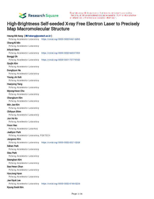 (PDF) High-Brightness Self-seeded X-ray Free Electron Laser to ...
