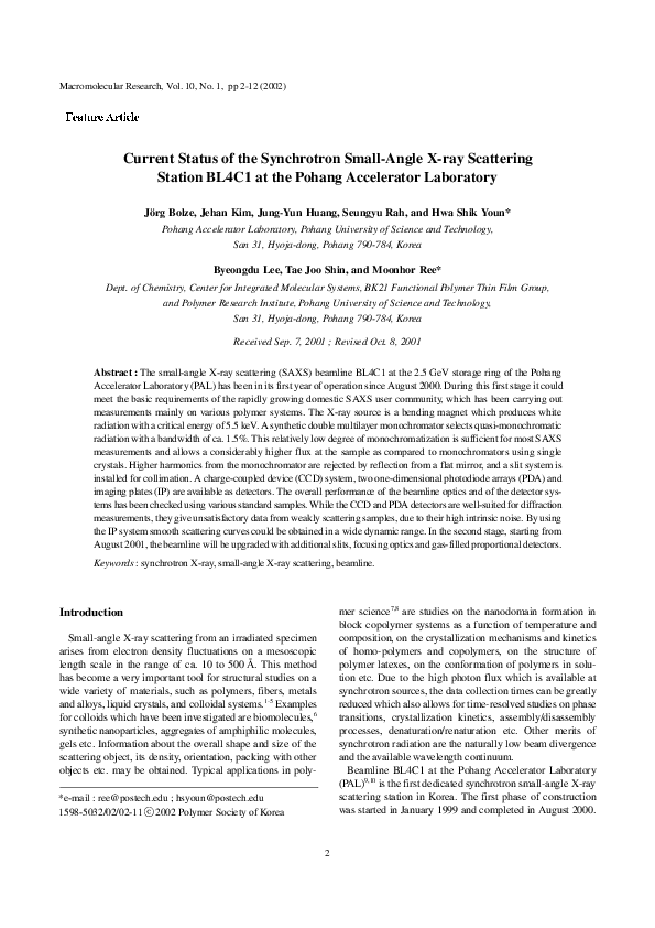(PDF) Current status of the synchrotron small-angle X-ray scattering ...