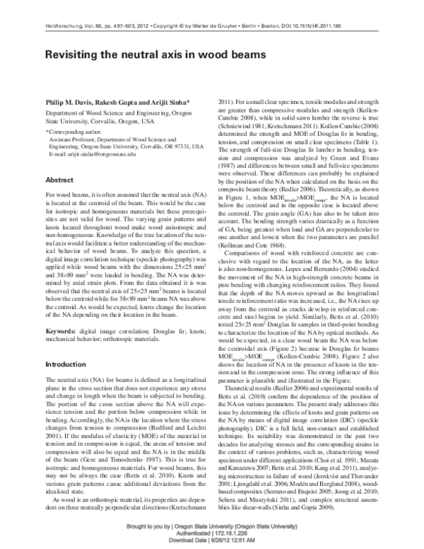 (PDF) Revisiting the neutral axis in wood beams