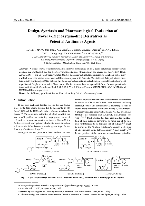 (PDF) Design, Synthesis and Pharmacological Evaluation of Novel N- {4 ...