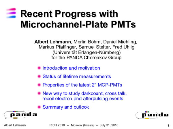 (PDF) Recent progress with microchannel-plate PMTs