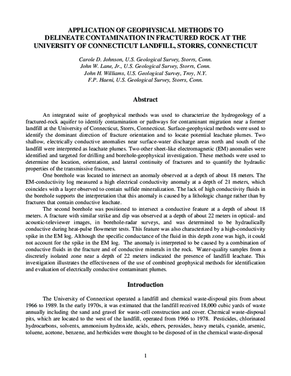 (PDF) Application of Geophysical Methods to Delineate Contamination in ...