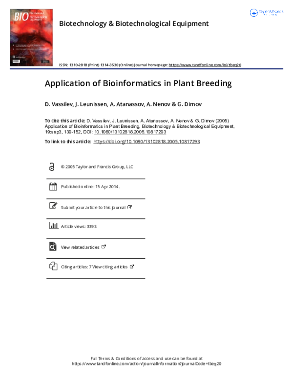 (PDF) Application of Bioinformatics in Plant Breeding