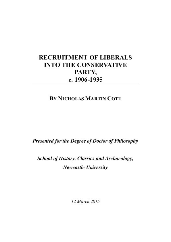 (PDF) Recruitment of Liberals into the Conservative Party
