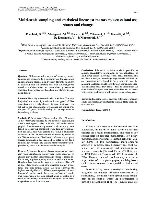 (PDF) Multi-scale sampling and statistical linear estimators to assess land use status and change