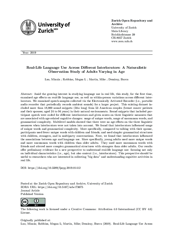 (PDF) Real-Life Language Use Across Different Interlocutors: A ...