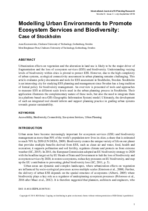 (PDF) Modelling Urban Environments to Promote Ecosystem Services and ...