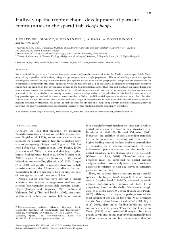 (PDF) Halfway up the trophic chain: development of parasite communities ...