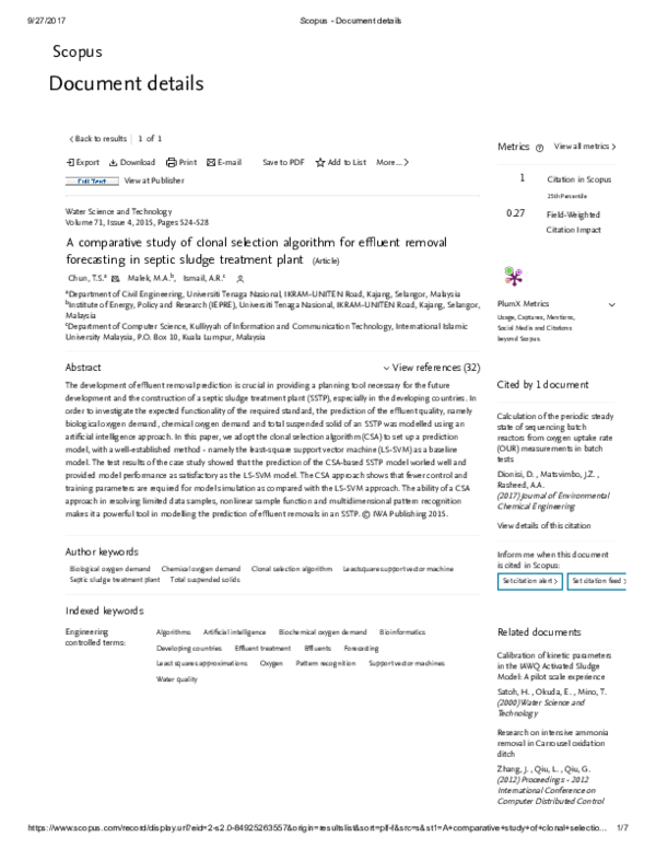 (PDF) A comparative study of clonal selection algorithm for effluent removal forecasting in ...