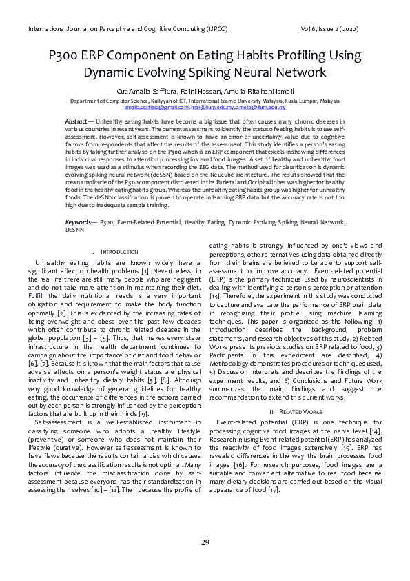 (PDF) P300 ERP Component on Eating Habits Profiling Using Dynamic ...