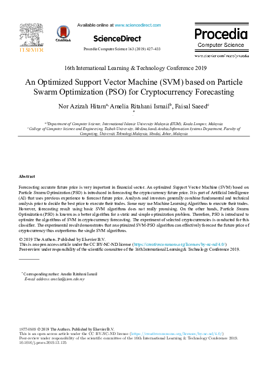 Pdf An Optimized Support Vector Machine Svm Based On Particle Swarm