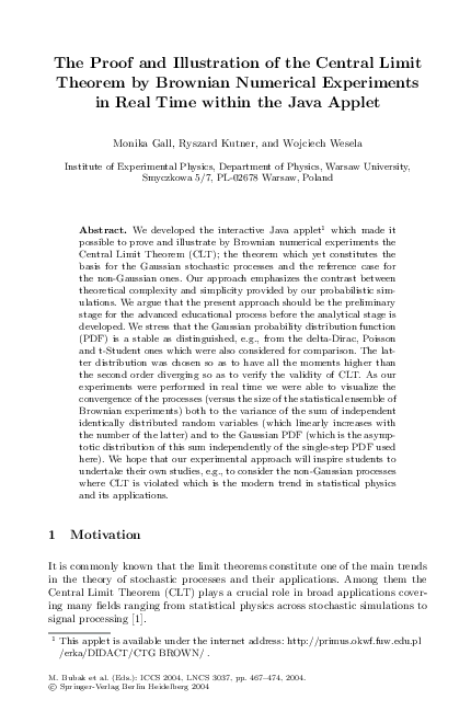 (PDF) The Proof and Illustration of the Central Limit Theorem by ...