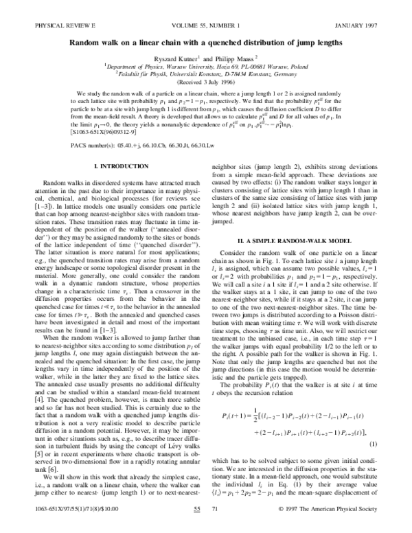 (PDF) Random walk on a linear chain with a quenched distribution of ...