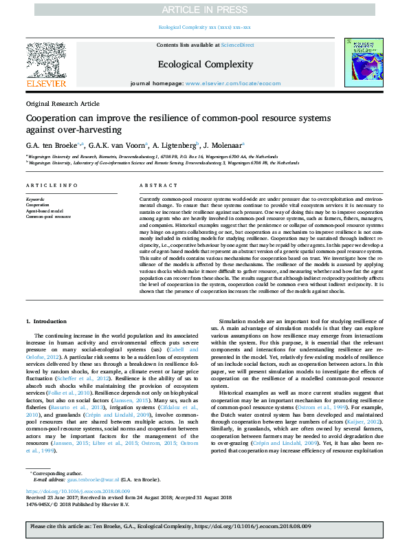 (PDF) Cooperation can improve the resilience of common-pool resource ...