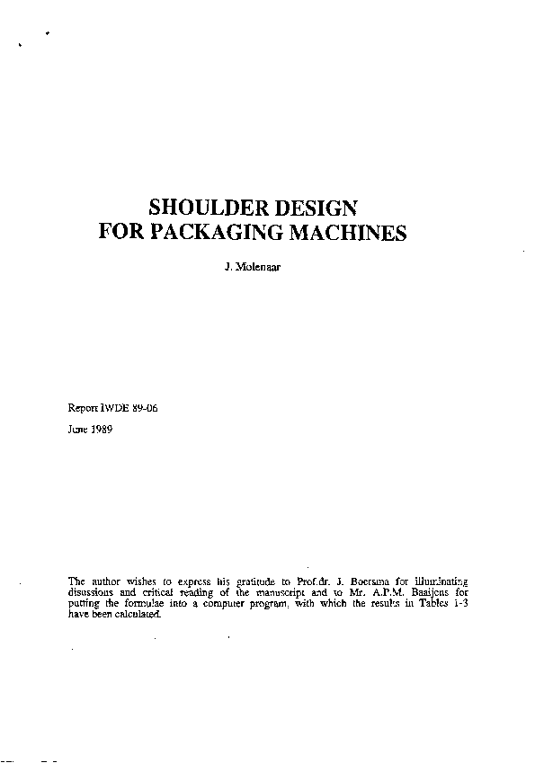(PDF) SHOULDER DESIGN FOR PACKAGING MACHINES Report