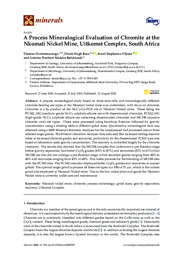 (PDF) A Process Mineralogical Evaluation of Chromite at the Nkomati ...