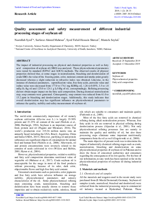 (PDF) Quality assessment and safety measurement of different industrial ...