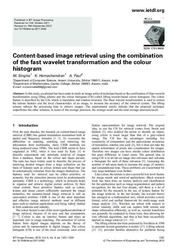 Pdf Content Based Image Retrieval Using The Combination Of The Fast Wavelet Transformation And