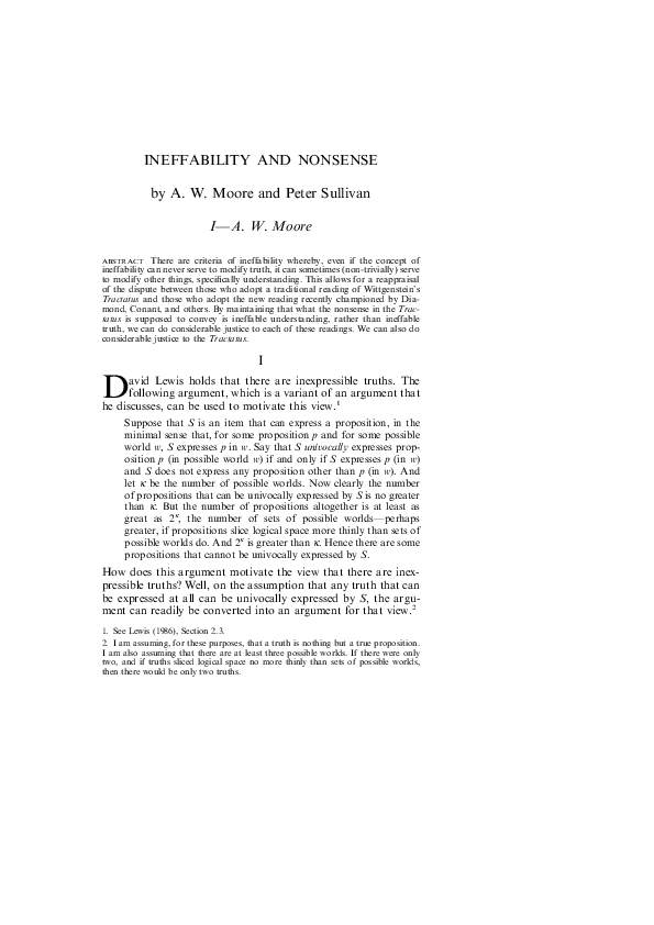 (PDF) Ineffability and Nonsense