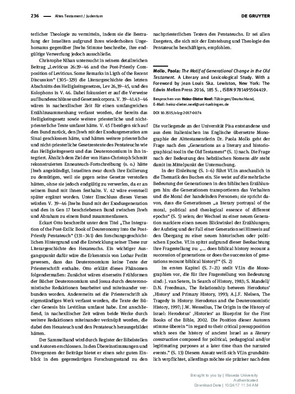 (PDF) Mollo, Paola: The Motif of Generational Change in the Old ...