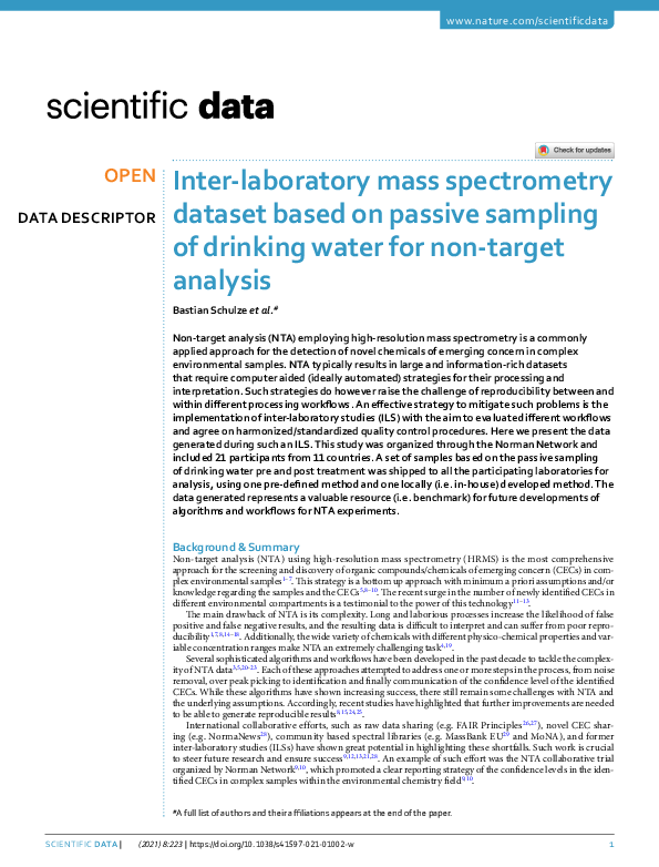 (PDF) Inter-laboratory mass spectrometry dataset based on passive ...