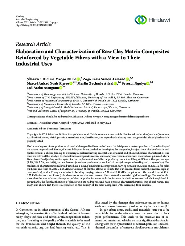 (PDF) Elaboration and Characterization of Raw Clay Matrix Composites ...
