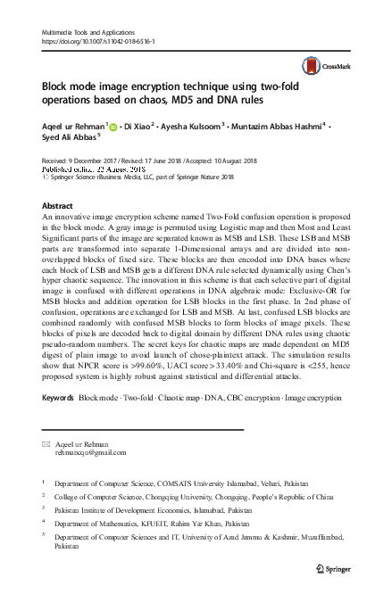 (PDF) Block mode image encryption technique using two-fold operations ...