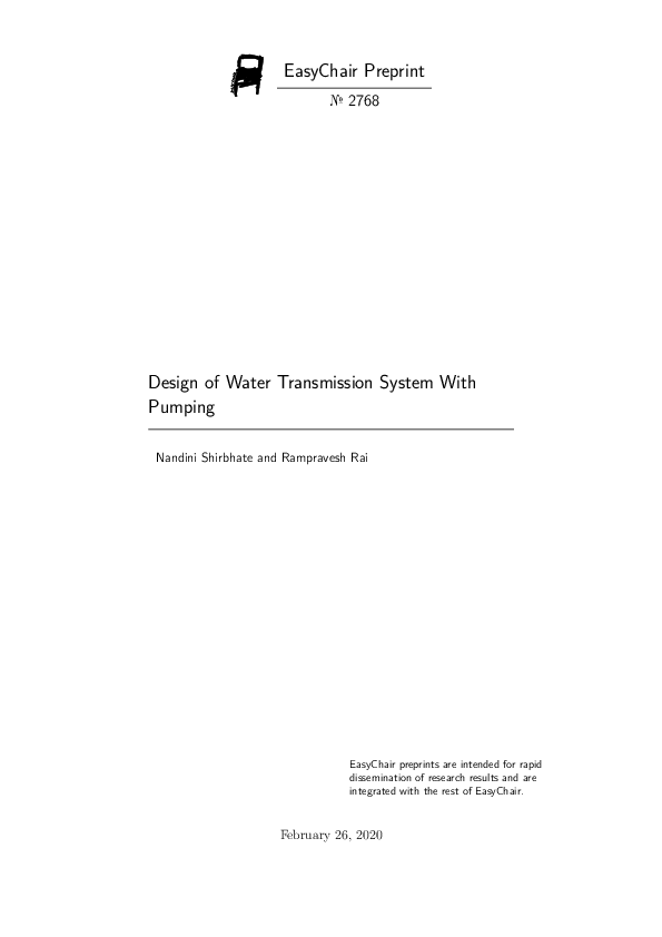 (PDF) Design of Water Transmission System With Pumping | Rampravesh Rai ...