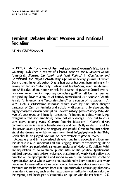 (PDF) Feminist Debates about Women and National Socialism