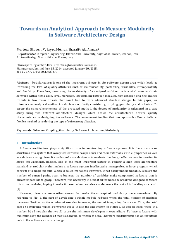 (PDF) Towards an Analytical Approach to Measure Modularity in Software ...