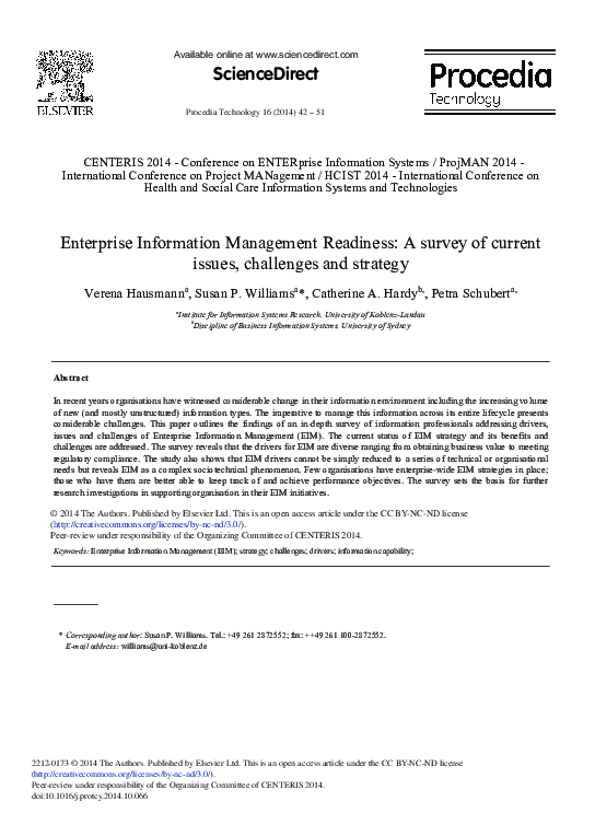 (PDF) Enterprise Information Management Readiness: A Survey of Current ...