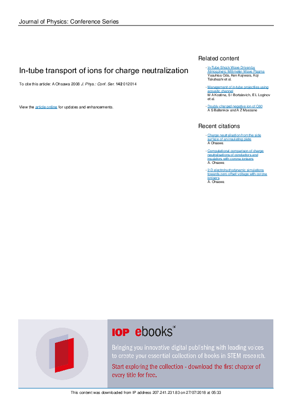 (PDF) In-tube transport of ions for charge neutralization