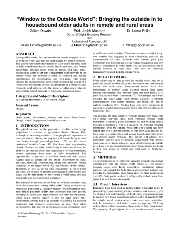 (PDF) “Window to the Outside World”: Bringing the outside in to ...