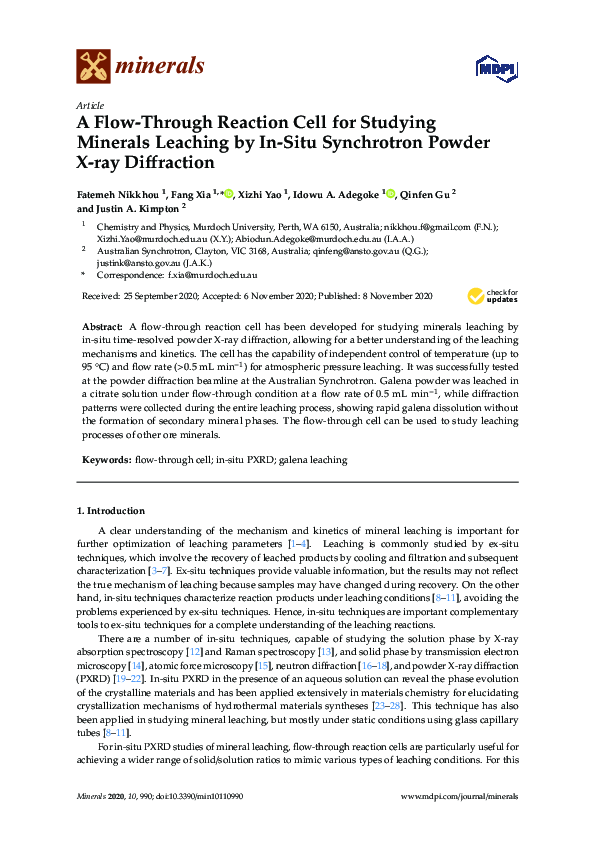 (PDF) A Flow-Through Reaction Cell for Studying Minerals Leaching by In ...