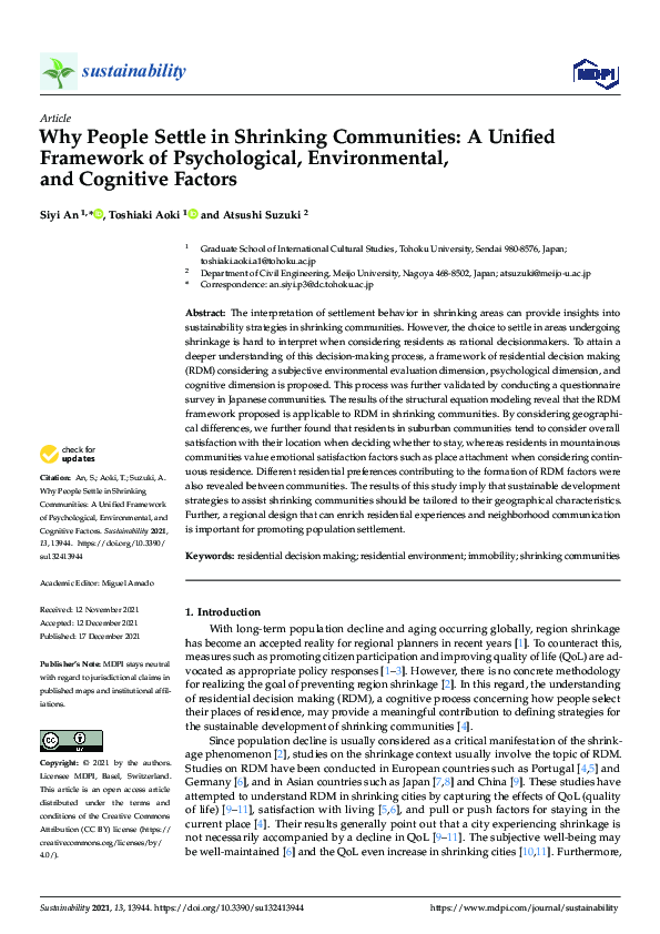(PDF) Why People Settle in Shrinking Communities: A Unified Framework ...