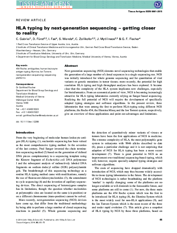 Pdf Hla Typing By Next Generation Sequencing Getting Closer To Reality