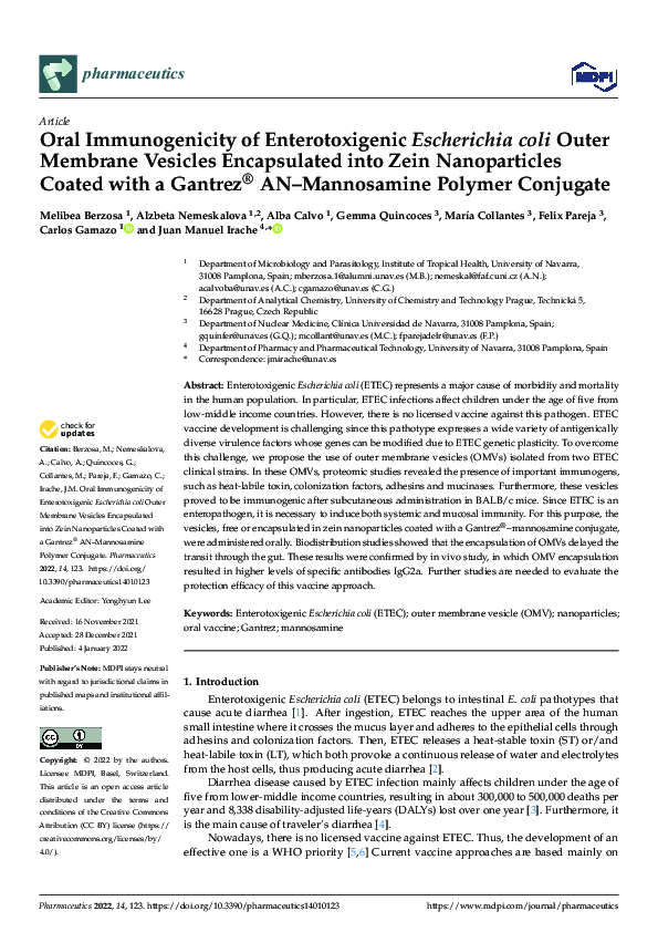 Oral Immunogenicity of Enterotoxigenic Escherichia coli Outer Membrane ...