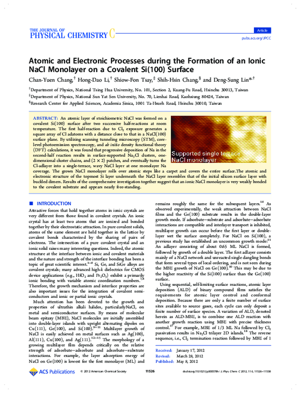 (PDF) Atomic and Electronic Processes during the Formation of an Ionic ...