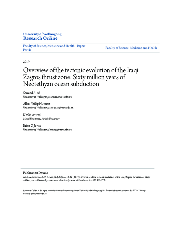 (PDF) Overview of the tectonic evolution of the Iraqi Zagros thrust ...