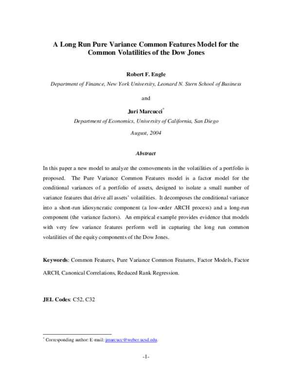 (PDF) A long-run Pure Variance Common Features model for the common ...