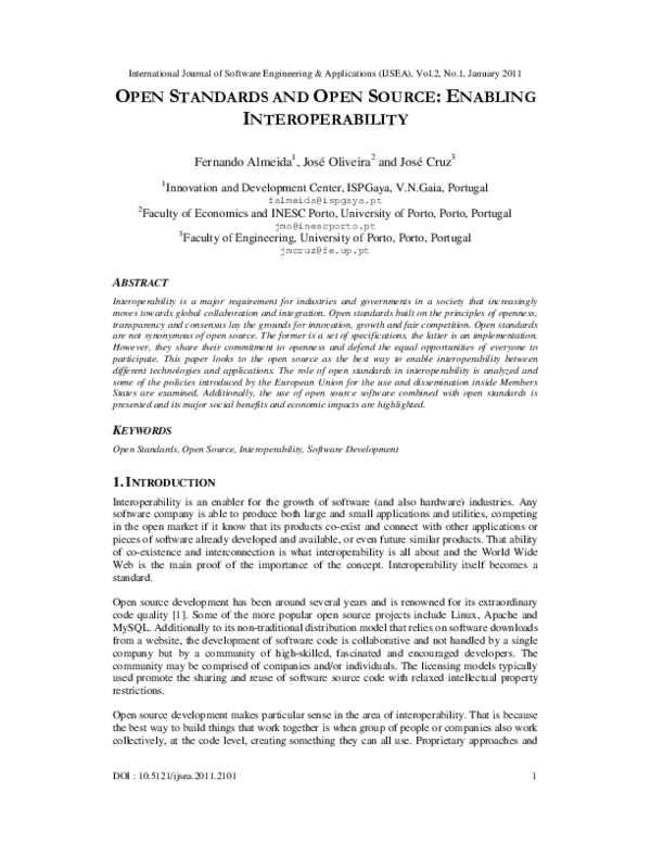(PDF) Open Standards And Open Source: Enabling Interoperability