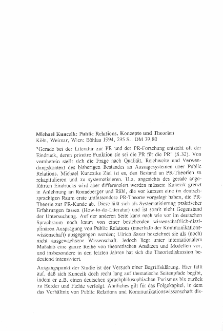 (PDF) Michael Kunczik: Public Relations. Konzepte und Theorien ...